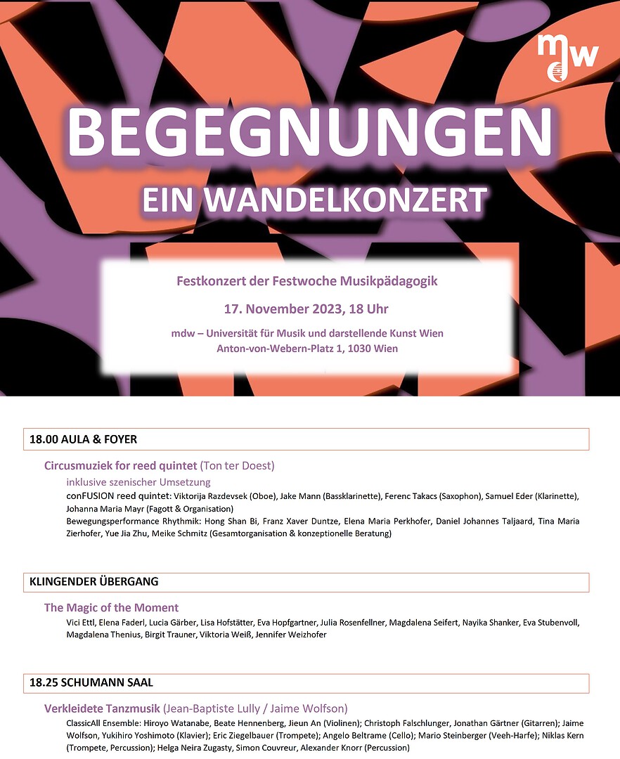 Begegnungen – ein Wandelkonzert | Festwoche Musikpädagogik